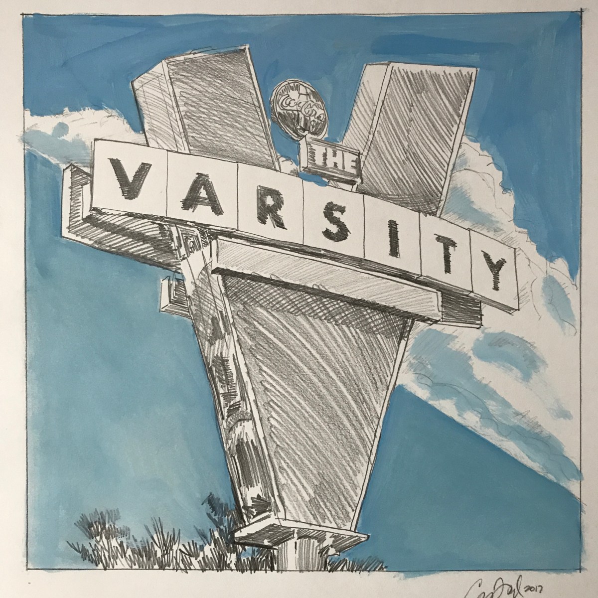 Varsity sign sketch | Craig Ford’s Fine-Art Blog